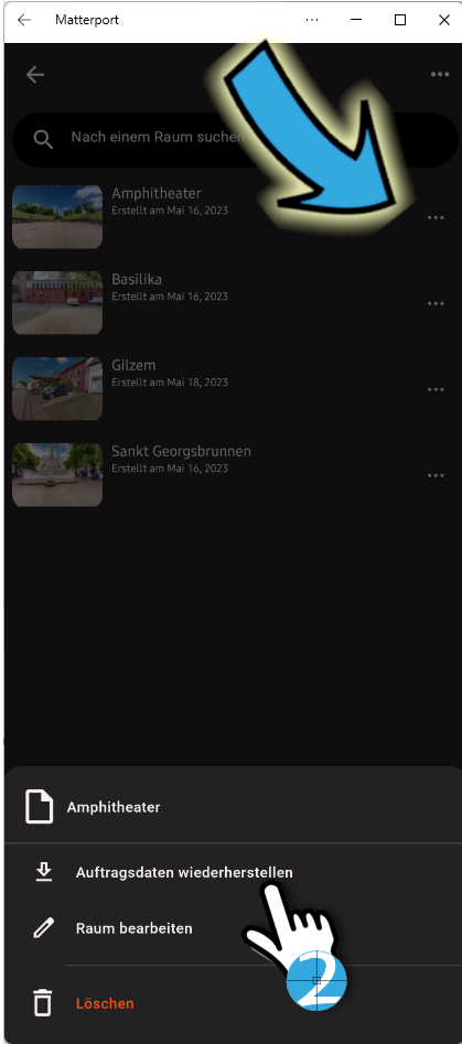 Matterport - Touren wieder aufs Tablet herunterladen – Scanner2GO 3D ...